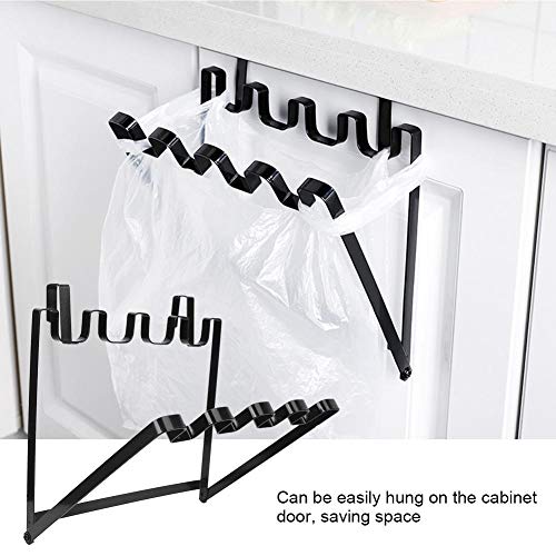 Household Waste Garbage Bag Hanging Rack Rubbish Bag Holder Kitchen Cabinet Bag Rack Holder Accessory Waste Bag Rack Kitchen Supplies(Black)