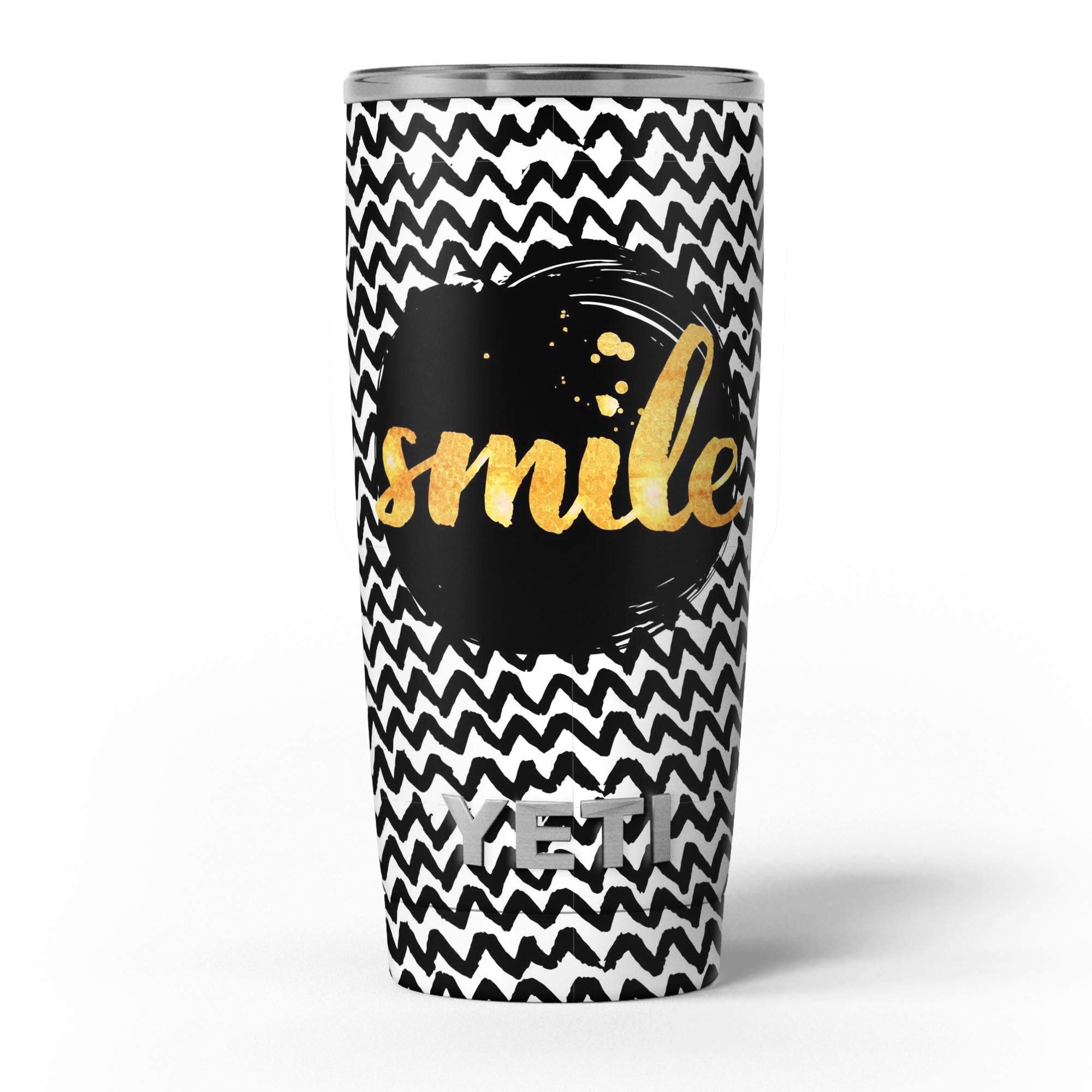 Design Skinz Smile Sketch on Foil - Skin Decal Vinyl Wrap Kit Compatible with The Yeti Rambler Cooler Tumbler Cups
