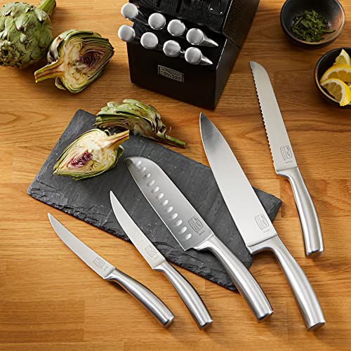 Chicago Cutlery Malden 16 Piece Stainless Steel Kitchen Knife Block Set, Stainless Steel Blade that Resist Rust, Stains, and Pitting