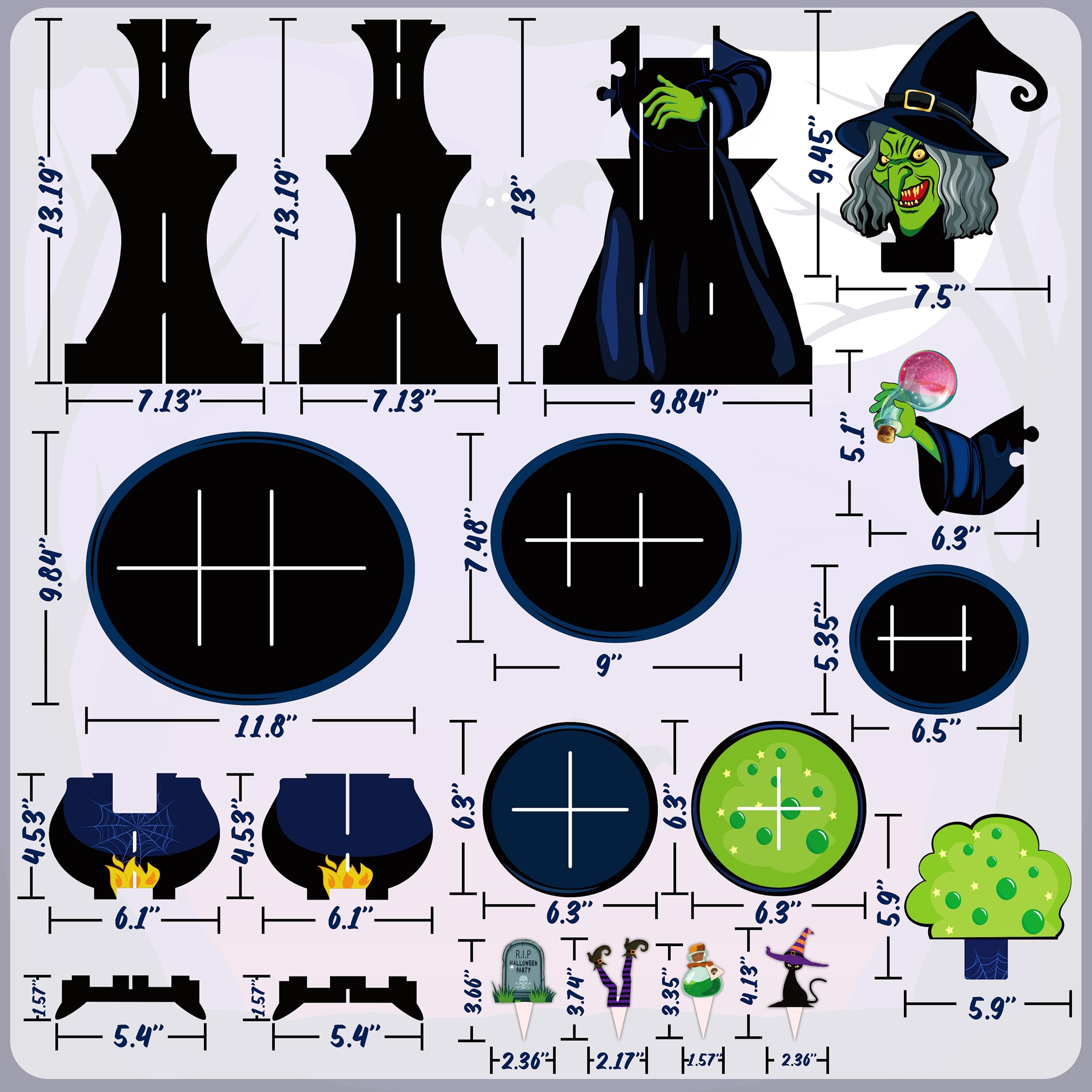 2 Set Halloween Witch Cupcake Stand Decorations, 3 - Tier Cardboard Cauldron Tray Holder Plus 24 Cake Toppers Birthday Party Supplies Decor(Assembly Needed)