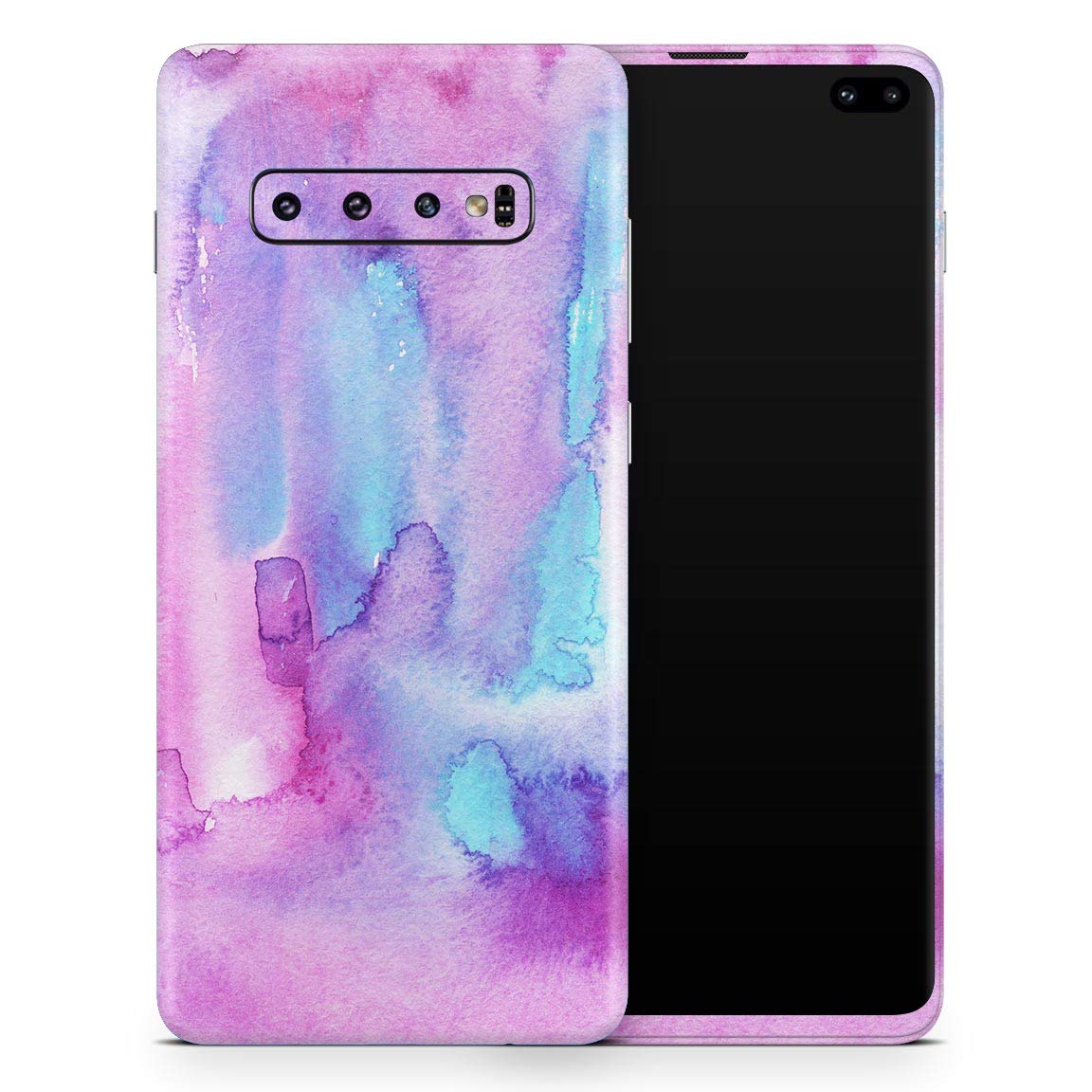 DesignSkinz Blue and Pinkish Absorbed Watercolor Texture Protective Vinyl Decal Wrap Skin Cover Compatible with The Samsung Galaxy S20 (Screen Trim & Back Glass Skin)