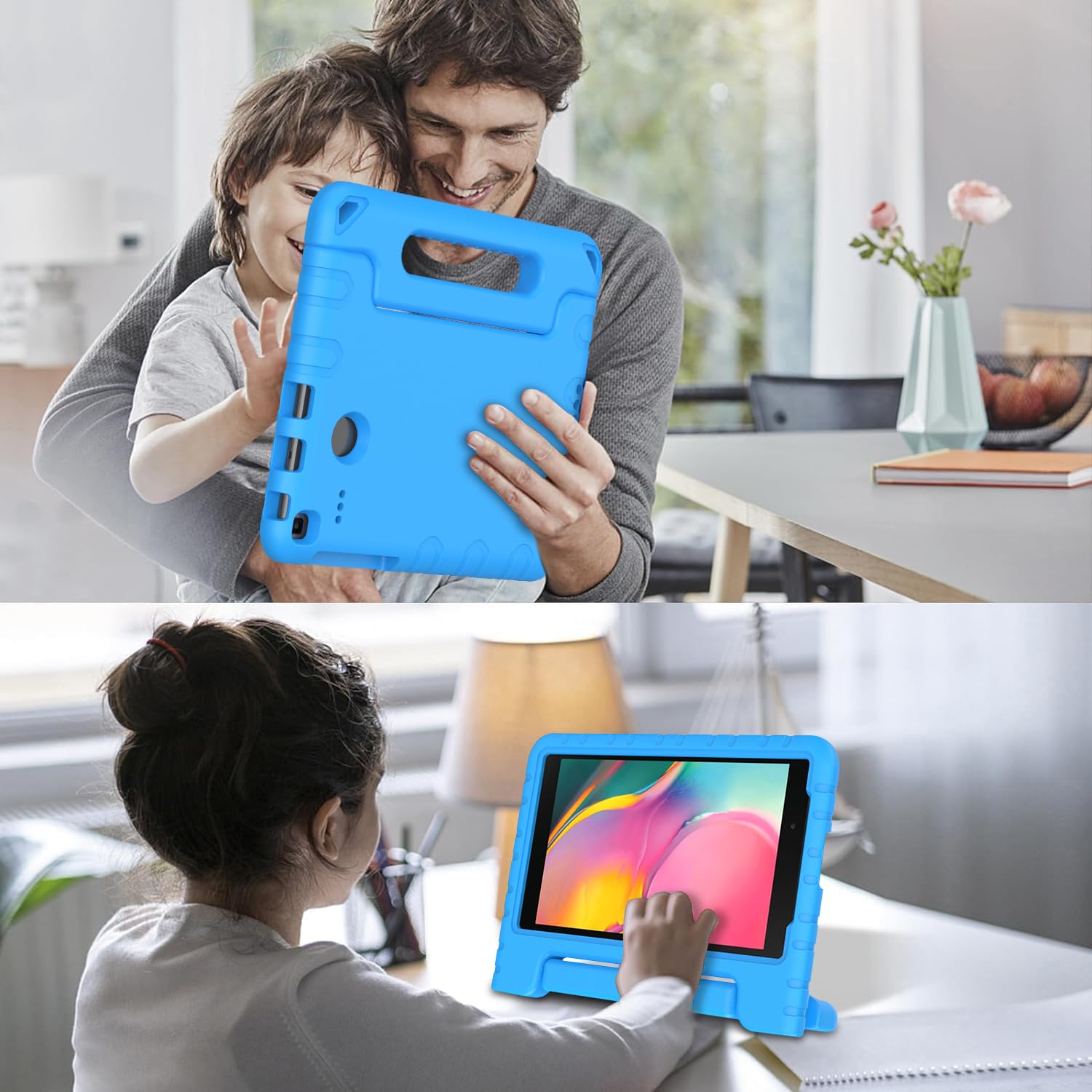 BMOUO for Samsung Galaxy Tab A 8.0 2019 Case SM-T290/T295, Galaxy Tab A 8.0 Case 2019, Shockproof Light Weight Protective Handle Stand Kids Case for Galaxy Tab A 8.0 inch 2019 Without S Pen - Blue