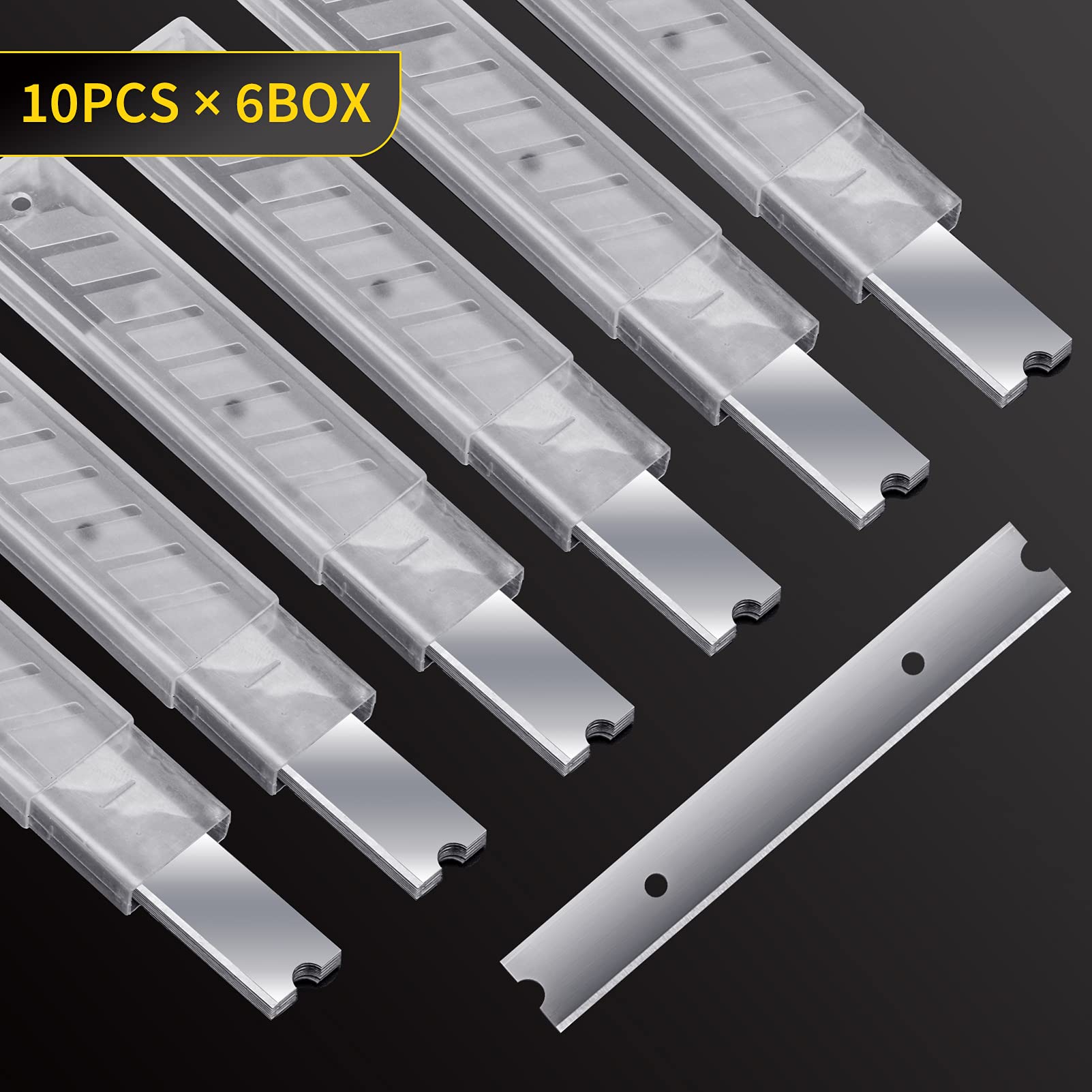 4 inch Scraper Blades 60 pcs Replacement High Carbon Steel Razor Blade for Scraper to Remove Paint Wallpaper Sticker Adhesive Labels(6 boxes)