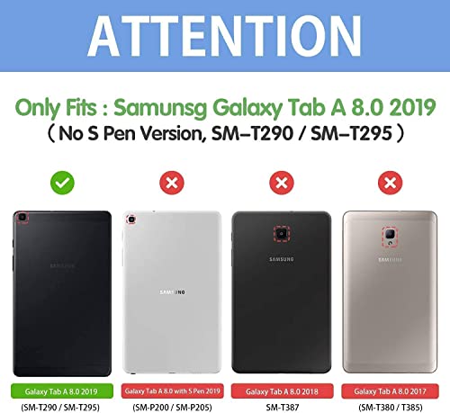BMOUO for Samsung Galaxy Tab A 8.0 Case 2019 SM-T290/T295, Tab A 8.0 2019 Case with Screen Protector, Shockproof Light Weight Handle Stand Galaxy Tab A 8.0 inch 2019 Kids Case Without S Pen - Blue
