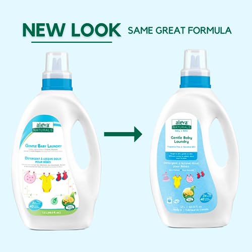 Aleva Naturals Gentle Baby Laundry, Effective Plant based Formula, Laundry Liquid, Fragrance Free, Tough on Stains and Dirt, Sensitive Skin friendly (40 Loads) - 40 fl. oz, 1.2 L