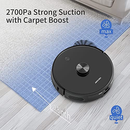 AIRROBO Robot Vacuum and Mop Combo, Self-Empty Robotic Vacuum, 2700Pa Strong Suction, Lidar Navigation, Smart Mapping,250Min Runtime, Work with Alexa and Google Assistant, T10+