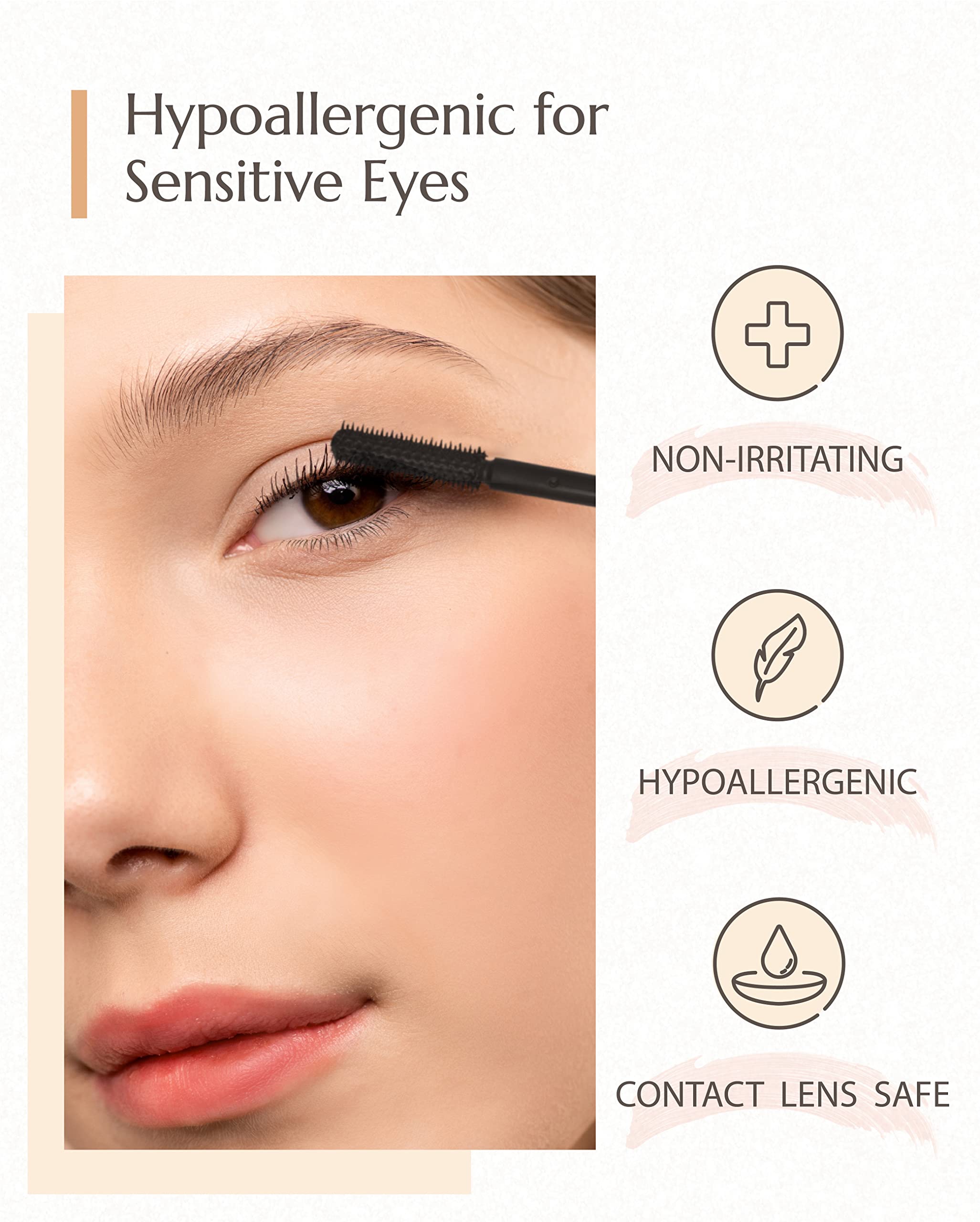2 Sides Lengthening Mascara by TSUVIMI | Smudge-Proof, Clump-Free & Buildable Formula | Waterproof Defining Mascara Makeup | Ophthalmologist Tested, Hypoallergenic, Vegan, Cruelty Free | Golden Brown