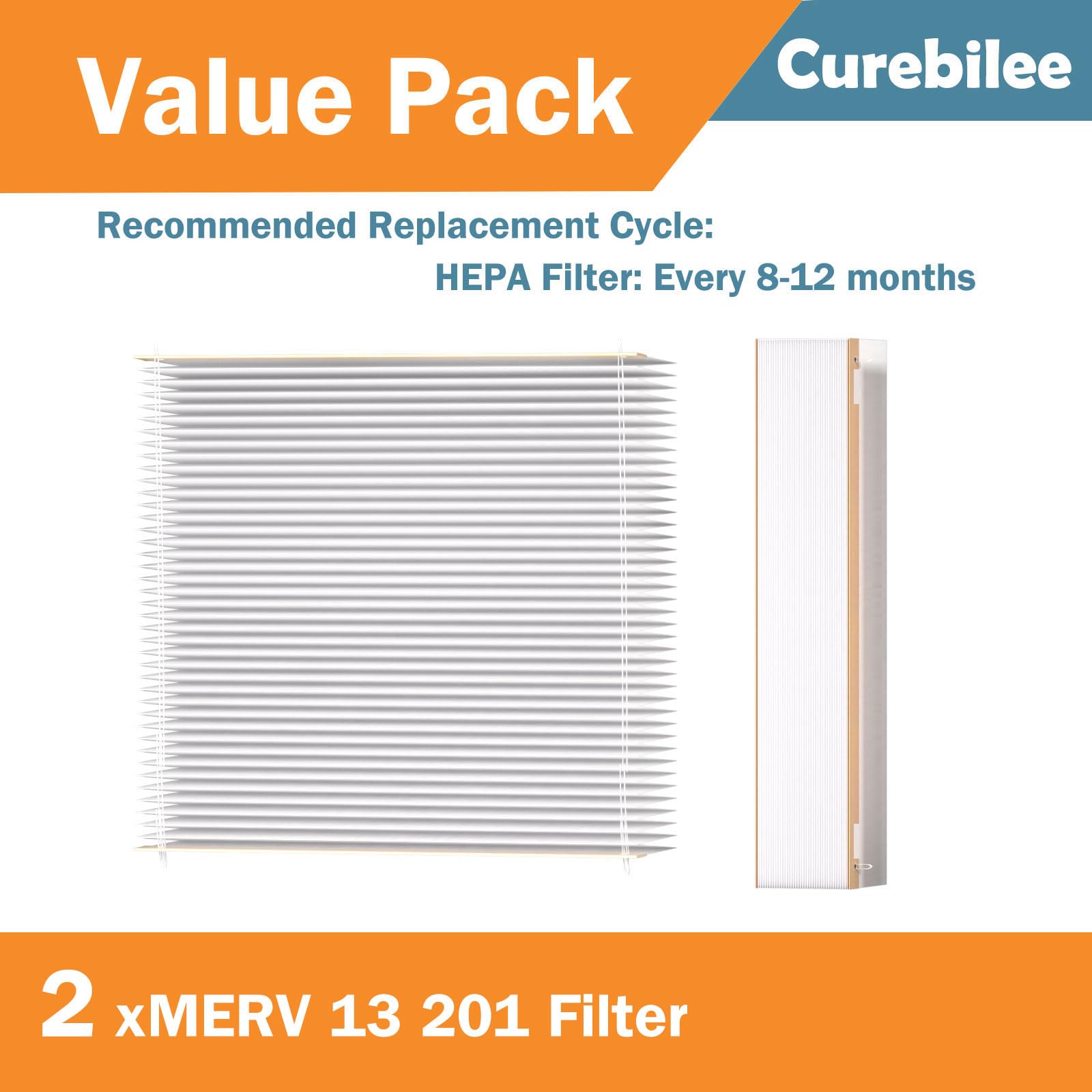 201 Replacement Filter MERV 13 Compatible with Aprilaire 2200, 2250, Space Gard 2200 Whole House Air Cleaner Purifiers and Lennox PMAC-20C (Lennox X0445), MERV-13 Air Filter, 2-Pack