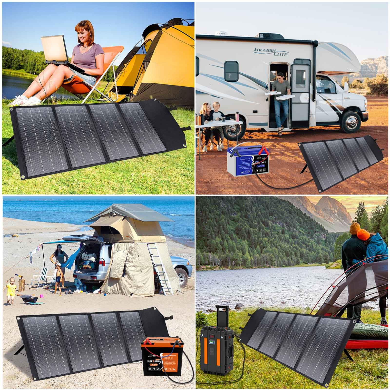 200W Portable Solar Panel for Jackery/BLUETTI/ECOFLOW Power Station, 18V Solar Panel, IP65 Waterproof Solar Panel kit with 2 USB QC + 1 PD + MC4 Output