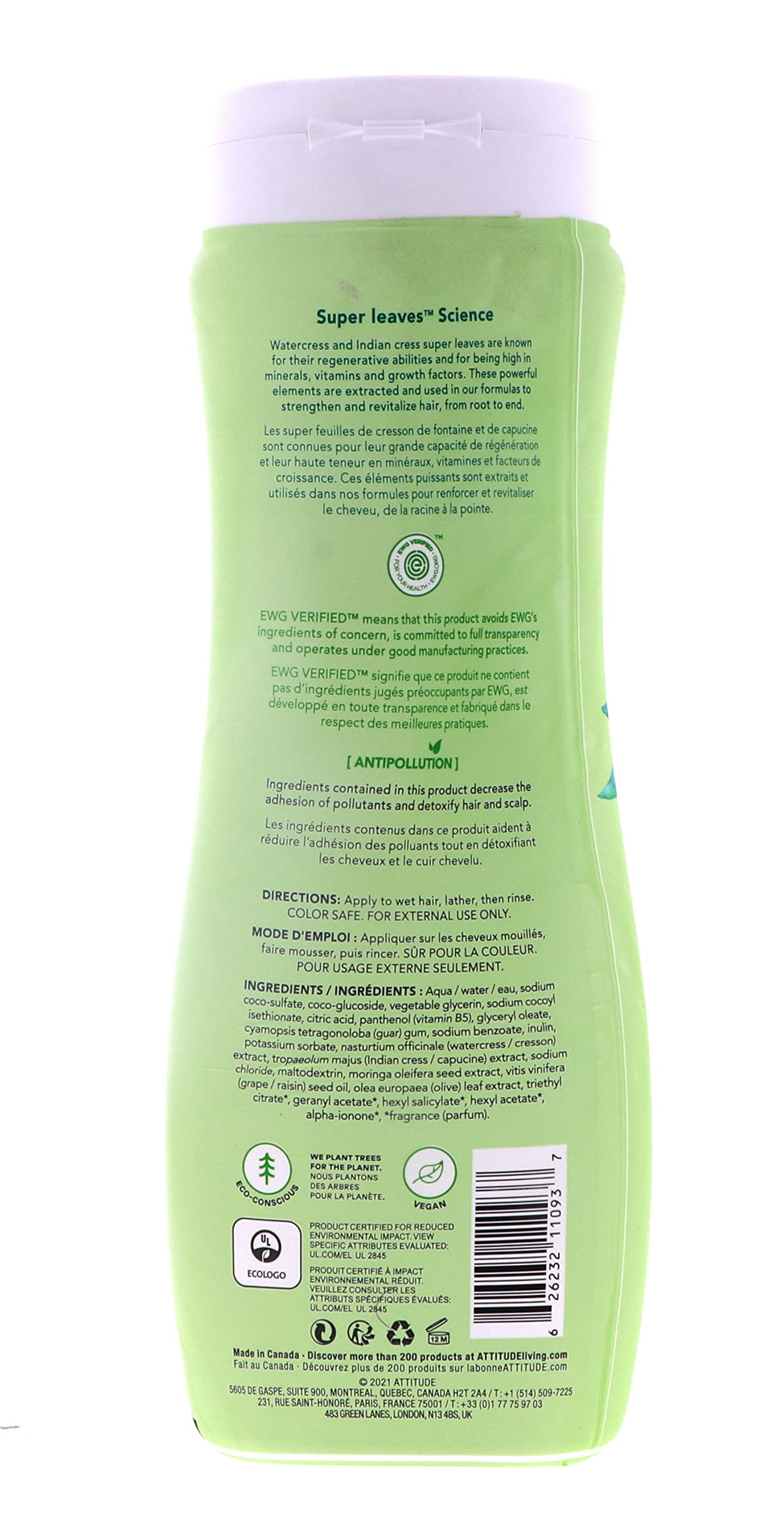 Attitude Natural Shampoo - Nourishing & Strengthening, 16 Fl Oz (Pack of 2)