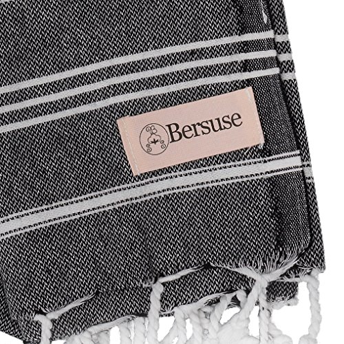 Bersuse 100% Cotton Anatolia Turkish Hand Towel - 23x43 Inches, Black