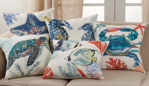 SARO LIFESTYLE Enchantment Sea Collection Crab Throw Pillow with Poly Filling, 20", Multi