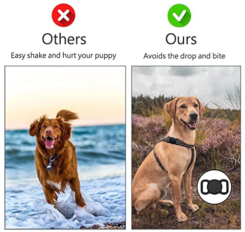 Airtag Dog Collar Holder(2 Pack) for Apple Airtag Dog Tracker Holder Anti-Lost Silicone Air Tag Holder Case Compatible with Cat Dog Collars (2xBlack)