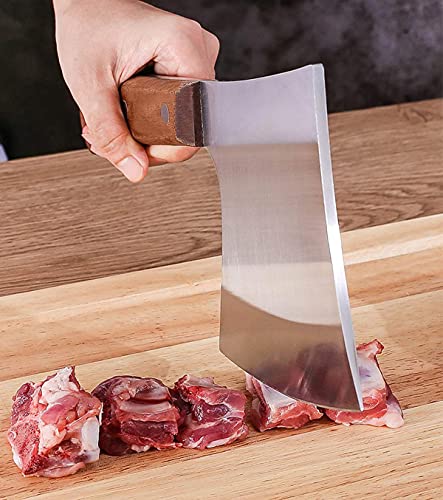 Kitory Bone Cleaver Heavy Duty Meat Cleaver Axes Bone Cutting Chopping Knife Thick Forged Butcher Knife for Meat&Bone, Full Tang, Wooden Handle, Forged Chinese Chopper for Kitchen&Restaurant 2LB-K4