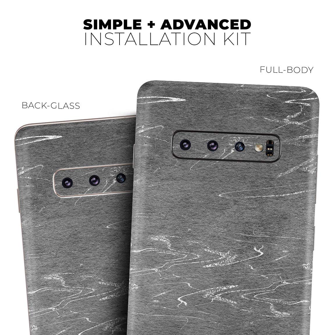 DesignSkinz Dark Silver Marble Swirl V8 Protective Vinyl Decal Wrap Skin Cover Compatible with The Samsung Galaxy S20 (Screen Trim & Back Glass Skin)