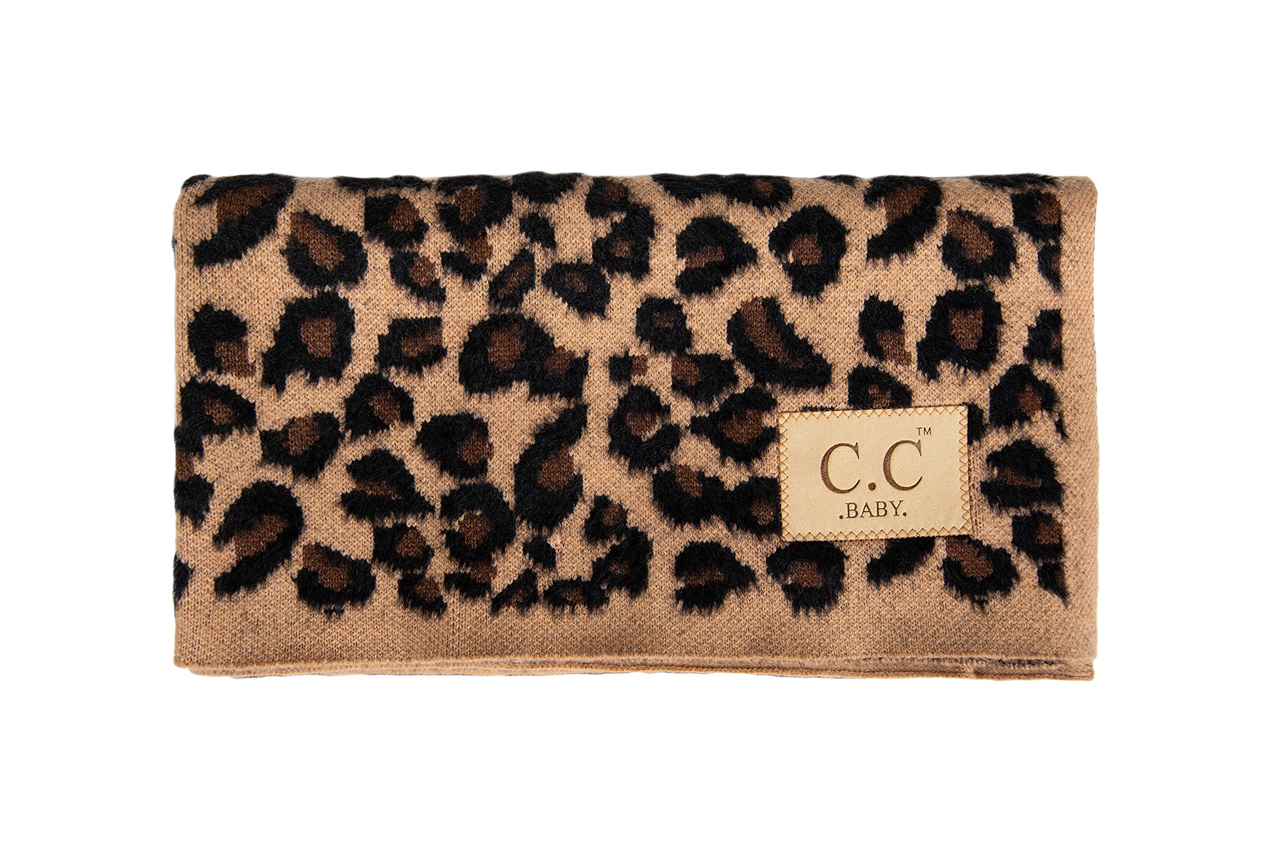 Funky Junque Large Soft Warm Lightweight Baby Throw Blanket for Toddler Bed, Strollers, Naps, Daycare Preschool Baby Throw Blanket - Leopard Pattern - Latte