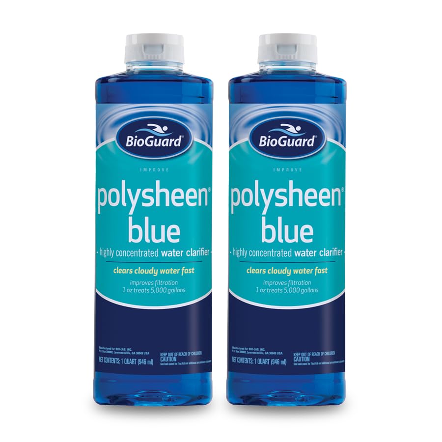 2 Pack BioGuard Polysheen Blue Swimming Pool Water Clarifier (1 Quart Bottles)