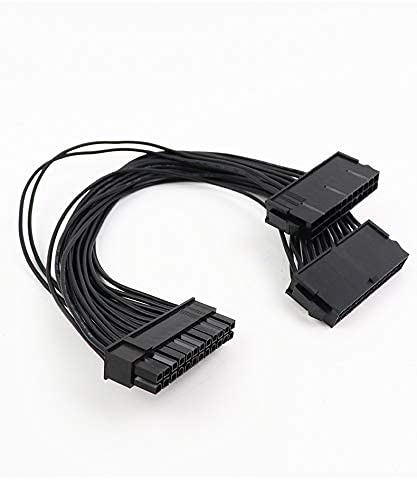 pingping Dual PSU Adapter,Dual PSU Power Supply 24 Pin Extension Cable, for ATX Mainboard Motherboard Adapter Extension Kit - 24 pin to 24(20+4) pin - 11.8 inch 30cm