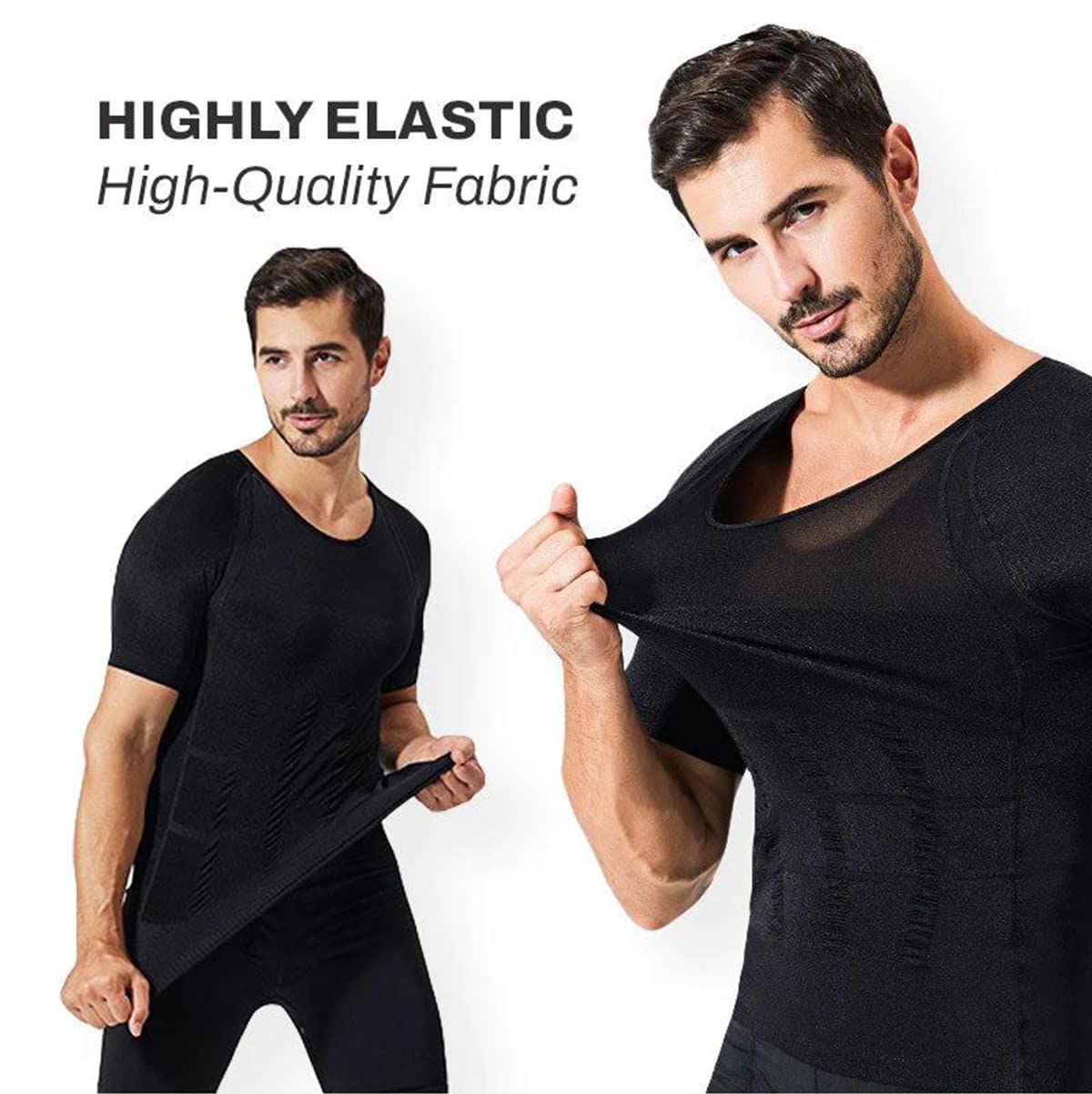 2023 New SlimBody Gynecomastia Compression Top,Mens Slimming Chest Compression Shirt Body Shaper (3 Color,L)
