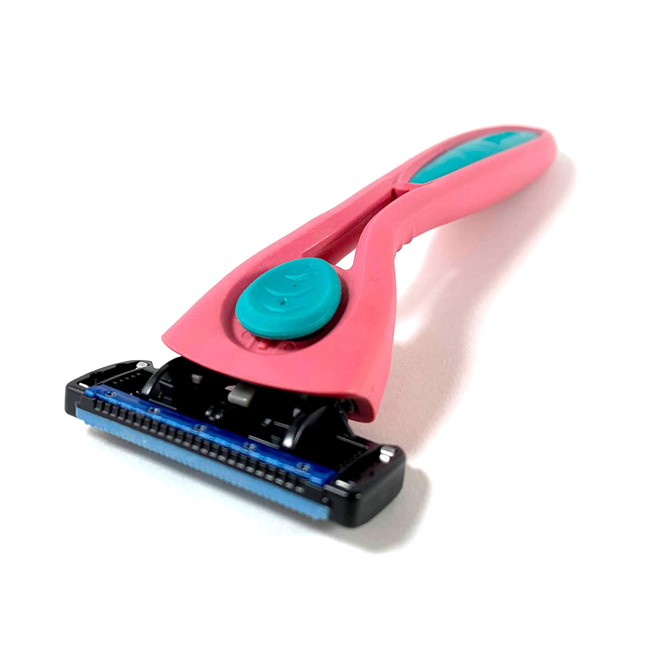 Preserve POPi Shave 5 Razor System Made with recycled Ocean Plastic, Coral Pink and Preserve POPi Shave 5 Replacement Cartridges for Preserve POPi Shave 5 Razor (4 Count) Bundle