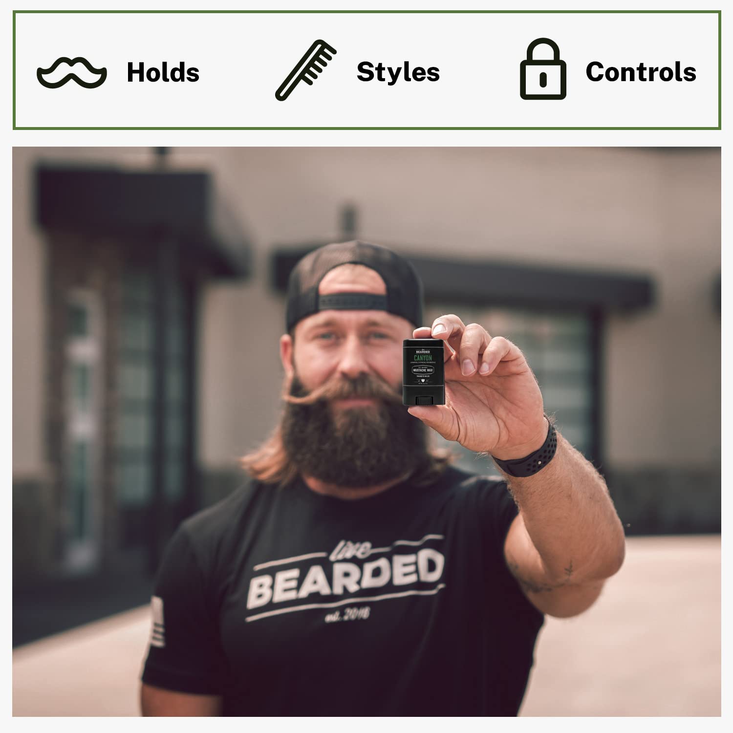 Live Bearded Mustache Wax Stick, 0.35 oz - Made in the USA with All-Natural Ingredients - Medium Hold Stache and Beard Styling for Men | Canyon Scent - Juniper, Cypress, Fir Needle