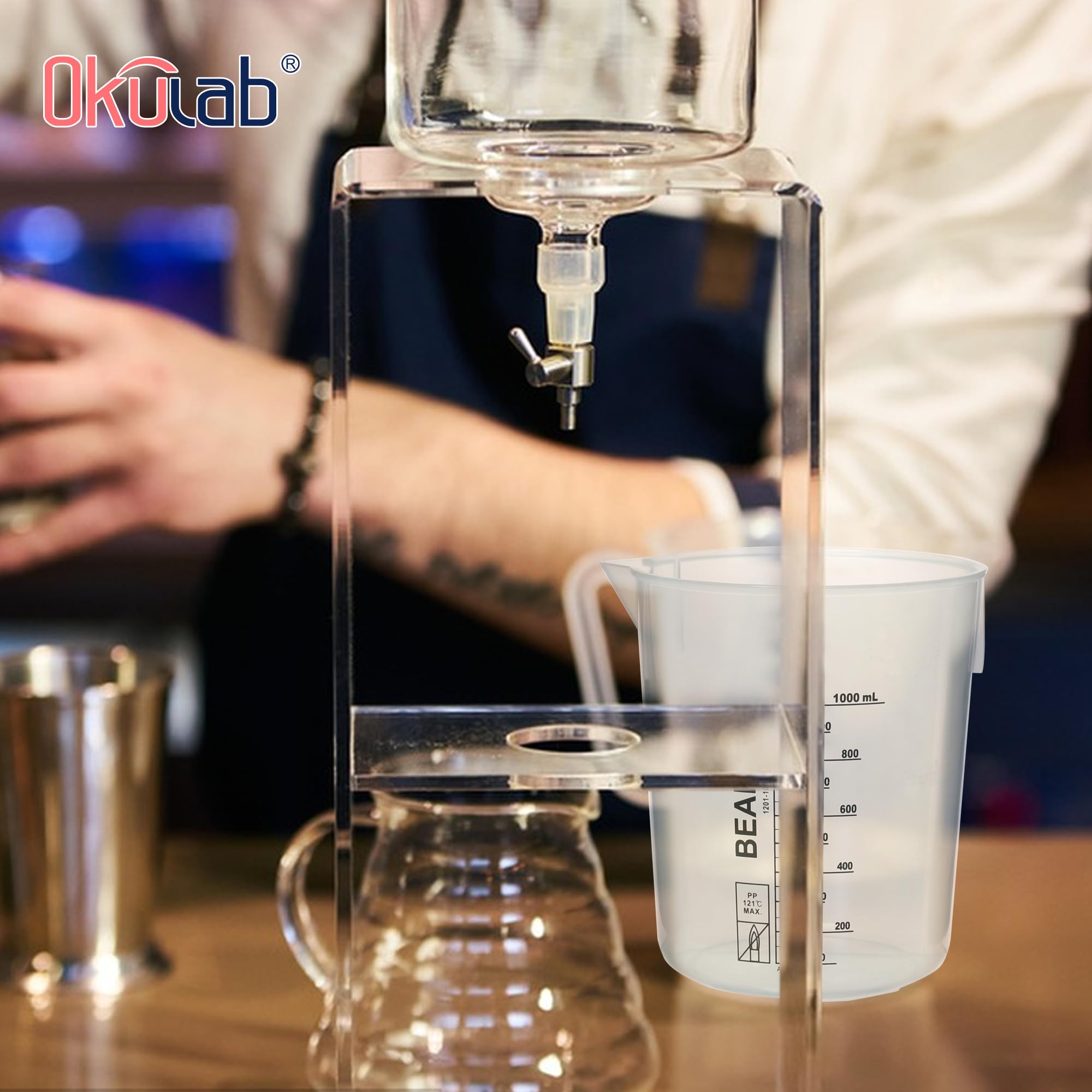 3 Pcs Plastic Beaker Set, 3pcs of 1000ml(33.8oz) Black Graduated Beakers, Lab Beakers Plastic Measuring Cup with Dump Spout and Stacked Side Ribs, Suitable for Mixing and Measuring, BKLP1000A3