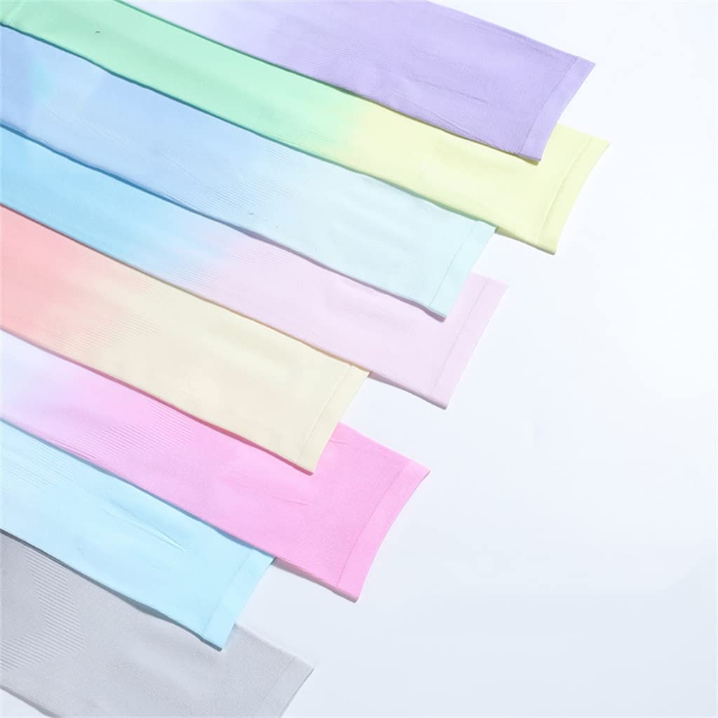 2 Pairs of Gradient Ice Silk Arm Sleeves Female Summer Artifact Driving ICY Sleeves (Color : A, Size : One Size)