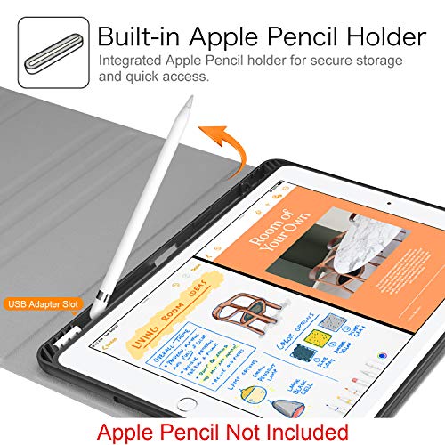 Fintie Keyboard Case for iPad 9th / 8th / 7th Generation (2021/2020/2019) 10.2 Inch, Soft TPU Back Cover with Magnetically Detachable Bluetooth Keyboard & Pencil Holder, 7 Color Backlight, Composition