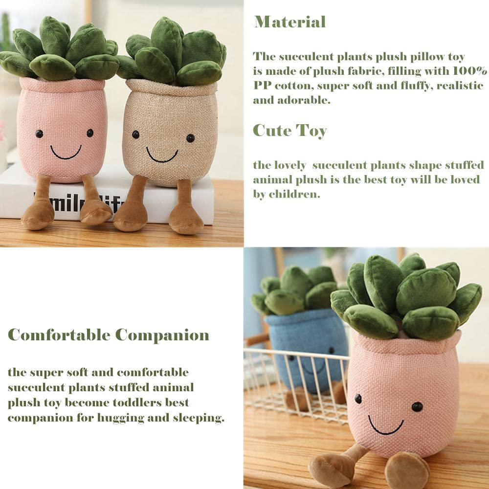 AUCOOMA Succulent Plants Stuffed Toy for Kids, Soft Simulation Potted Plush Toy Doll