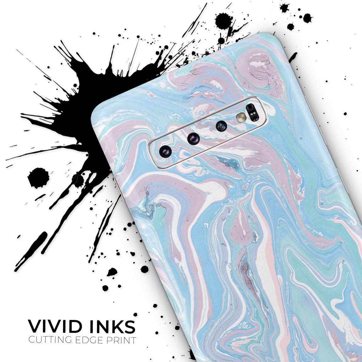 DesignSkinz Marbleized Pink and Blue Soft v3 Protective Vinyl Decal Wrap Skin Cover Compatible with The Samsung Galaxy S20 (Screen Trim & Back Glass Skin)