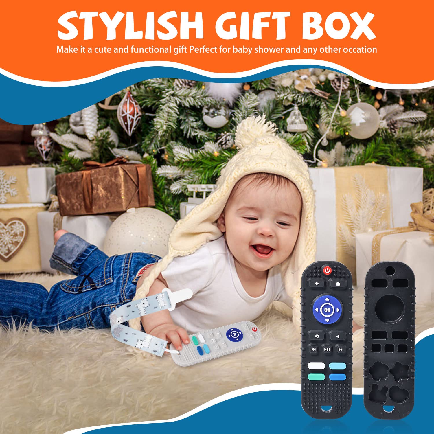 2 Pack Baby Teeething Toys, Silicone Remote Teether for Babies 6-12 Months, Teething Remote Control Toy, Baby Toys 12-18 Months, Infant Chewing Toys for Sucking Needs-Safety Tested-Dishawsher Safe