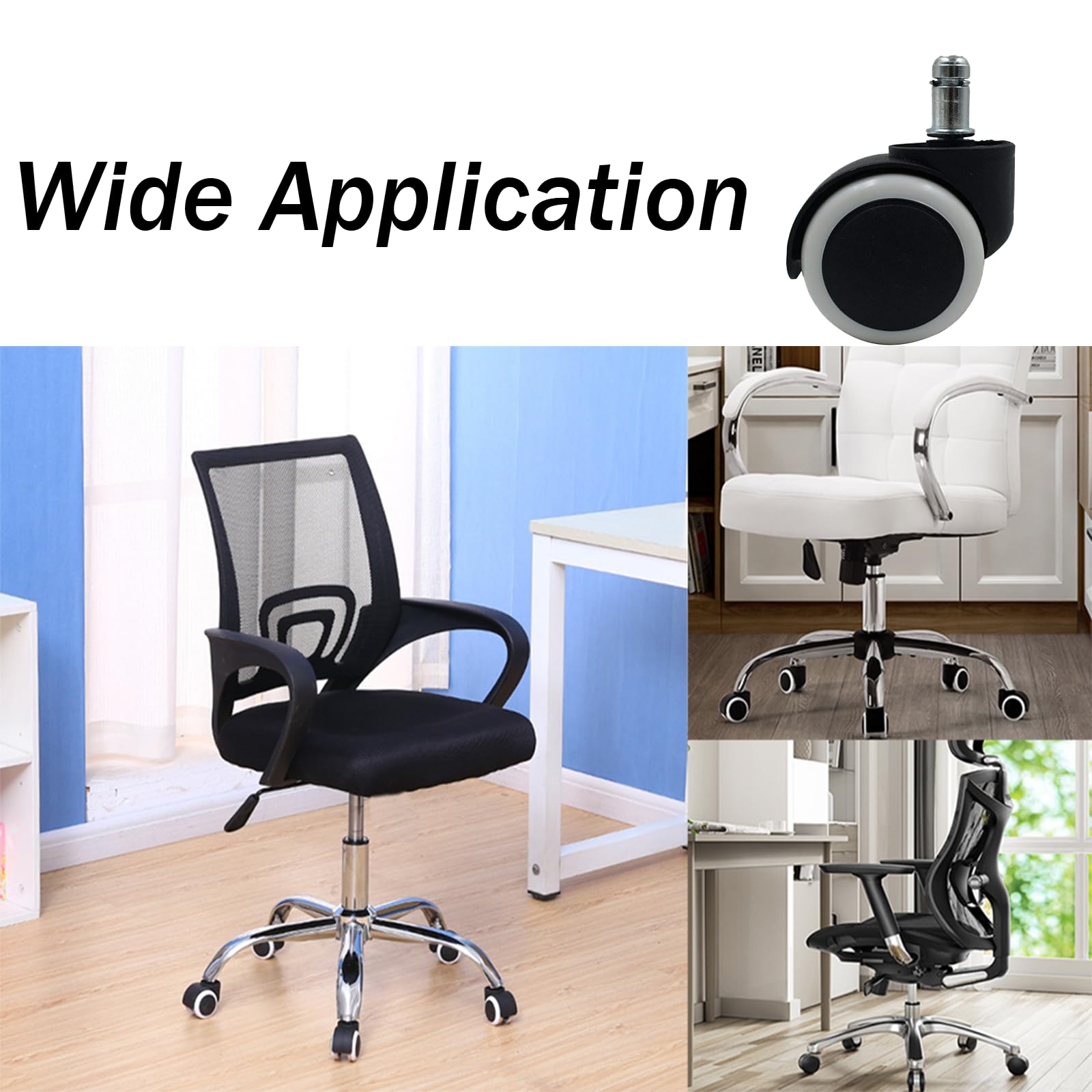 2 Inch Floor Protecting Rubber Office Chair Caster Wheel Standard Stem Size for Office School Home