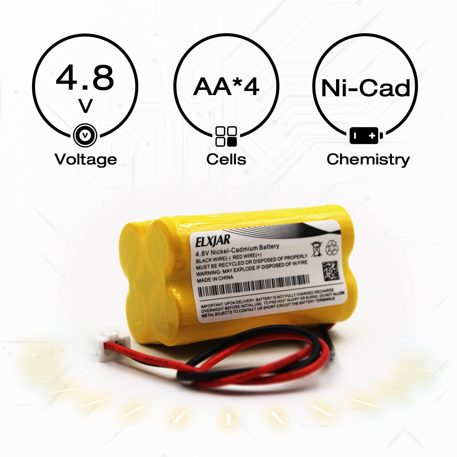 YUTSUJO (5-Pack) 4.8V 700mAh BL93NC487 Ni-CD Battery Replacement for Emergi-Lite BAA-48R BAA48R, Interstate NIC0186, Dantona Custom-43 Custom43, OSI OSA-126 OSA126 BL93NC484 BL93NC485