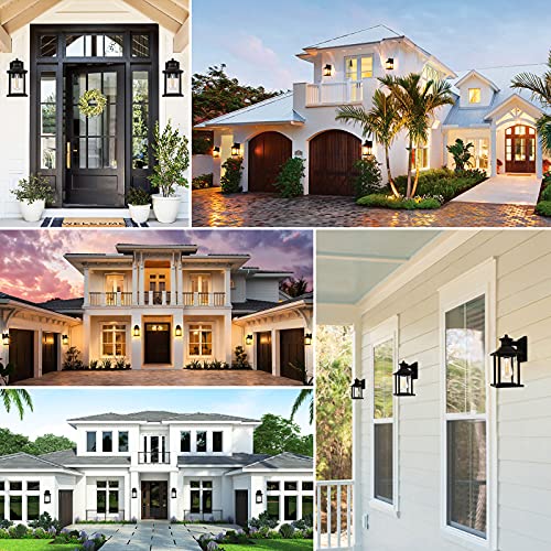 2-Pack Motion Sensor Outdoor Wall Lanterns, Waterproof Dusk to Dawn Outdoor Wall Sconces, Motion Activated Patio Wall Light Fixtures, Clear Glass Porch Lights Wall Mount for Entryway Doorway Garage