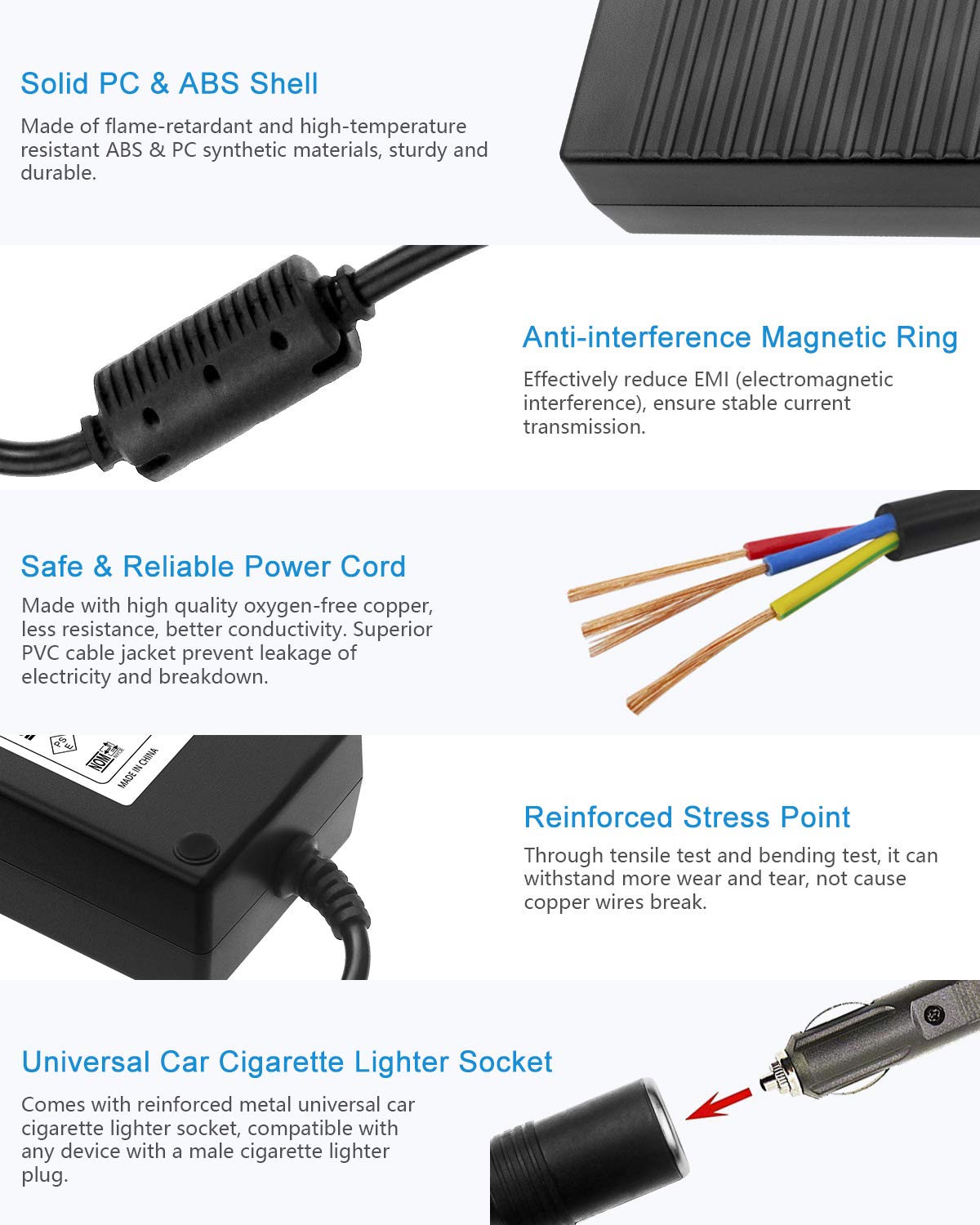ALITOVE AC to DC Converter 100V ~ 240V to 12V 10A 120W Power Supply Adapter Car Cigarette Lighter Socket AC/DC Transformer for Car Vacuum Cleaner, Car Refrigerator and Other Car Devices