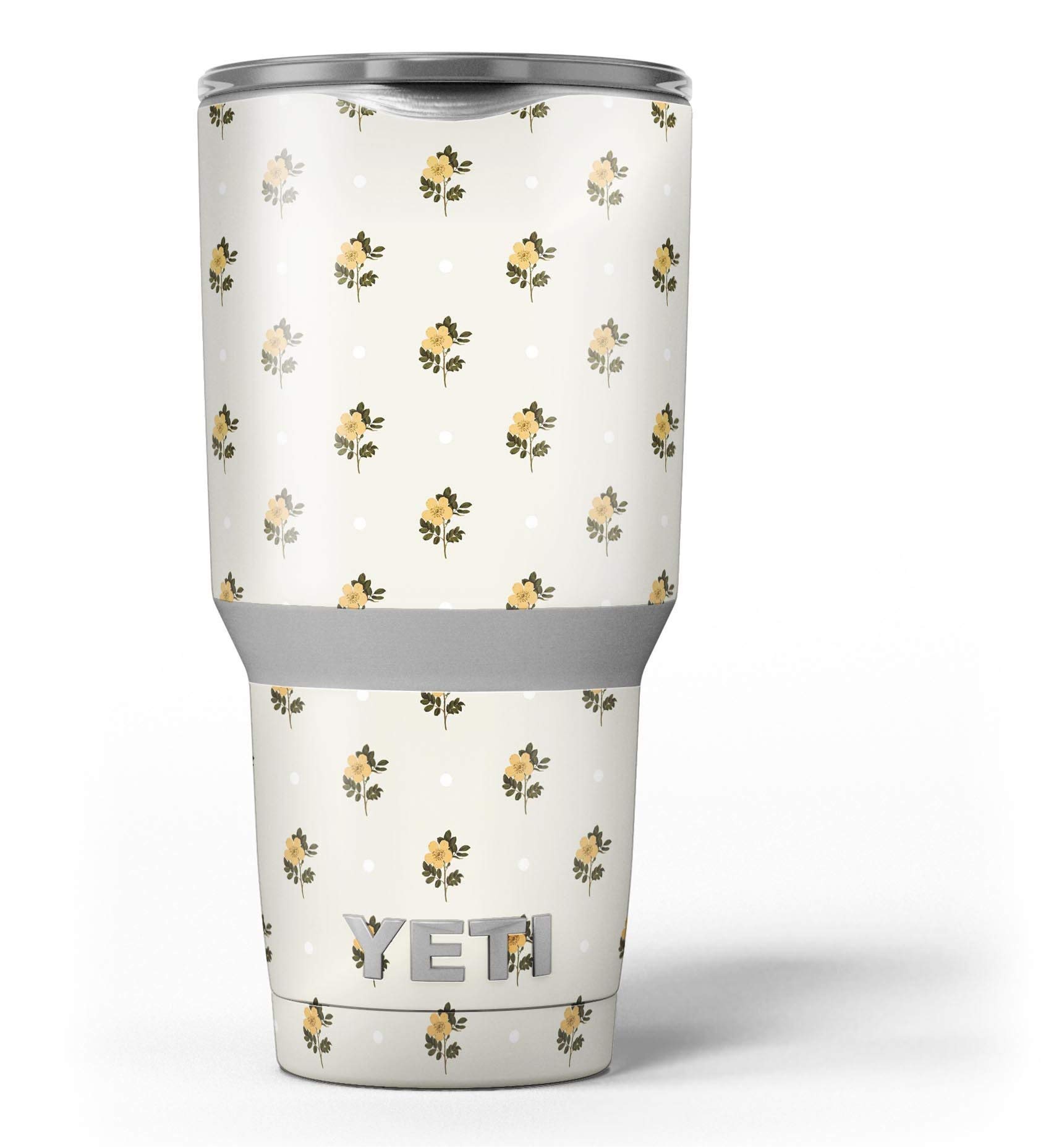 Design Skinz The Micro Daisy and Polka Dot Pattern - Skin Decal Vinyl Wrap Kit Compatible with The Yeti Rambler Cooler Tumbler Cups