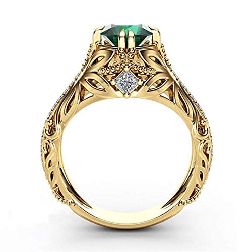 Bansriracha14K Gold Diamond Emerald Wedding Ring Jewelry Ornament Etoile Anillos Diamond Bizuteria for Women Emerald Jade 14K Gemstone Ring (7)