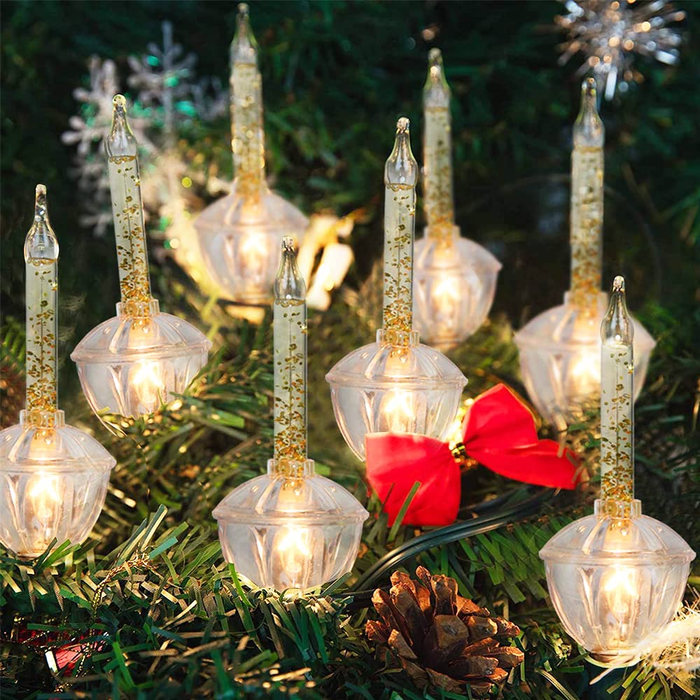 4 Pack Christmas Bubble Replacement Bulbs, Gold Glitter Vintage Christmas Bubble Light Bulbs, C7/E12 Candelabra Base Light Bulbs for Bubble Lights
