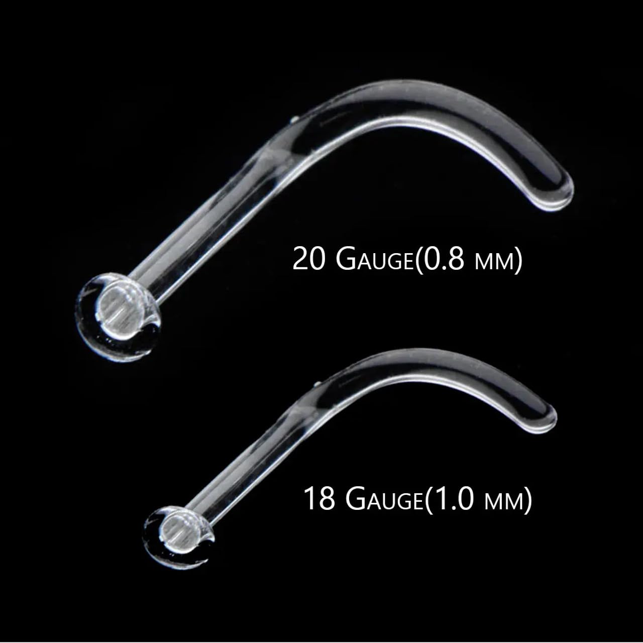 16G Clear Pyrex Glass Piercing Retainer L Shape Nose Retainer 5/16 Inch 8mm Clear Glass Retainer Piercing Nose Screw Stud Ring Piercing Jewelry for Work