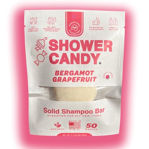 Shower Candy Natural Shampoo Bar for Normal Hair | Scent: Bergamot Grapefruit | Travel and Camping Shampoo