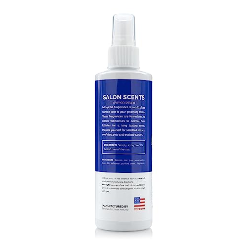 Bark2Basics Salon Scents Pet Grooming Cologne - 8 oz, Natural Professional Groomer Grade Perfume Deodorant for Dogs and Cats, Long Lasting, Deodorizing (Blueberry Pie)