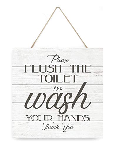 MRC Wood Products Flush The Toilet Wash Your Hands Wooden Plank Sign 7.5x7.5