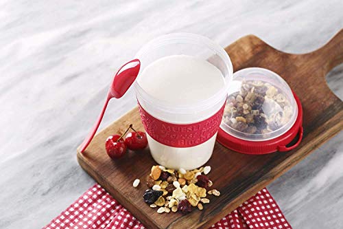 Take 'n' Go 600ml | Yoghurt Pot | Granola Pot | Muesli Pot | Cereal Pot | Premium Pot with Spoon and Spoon Holder (BPA Free/Leakproof/Dishwasher Safe)