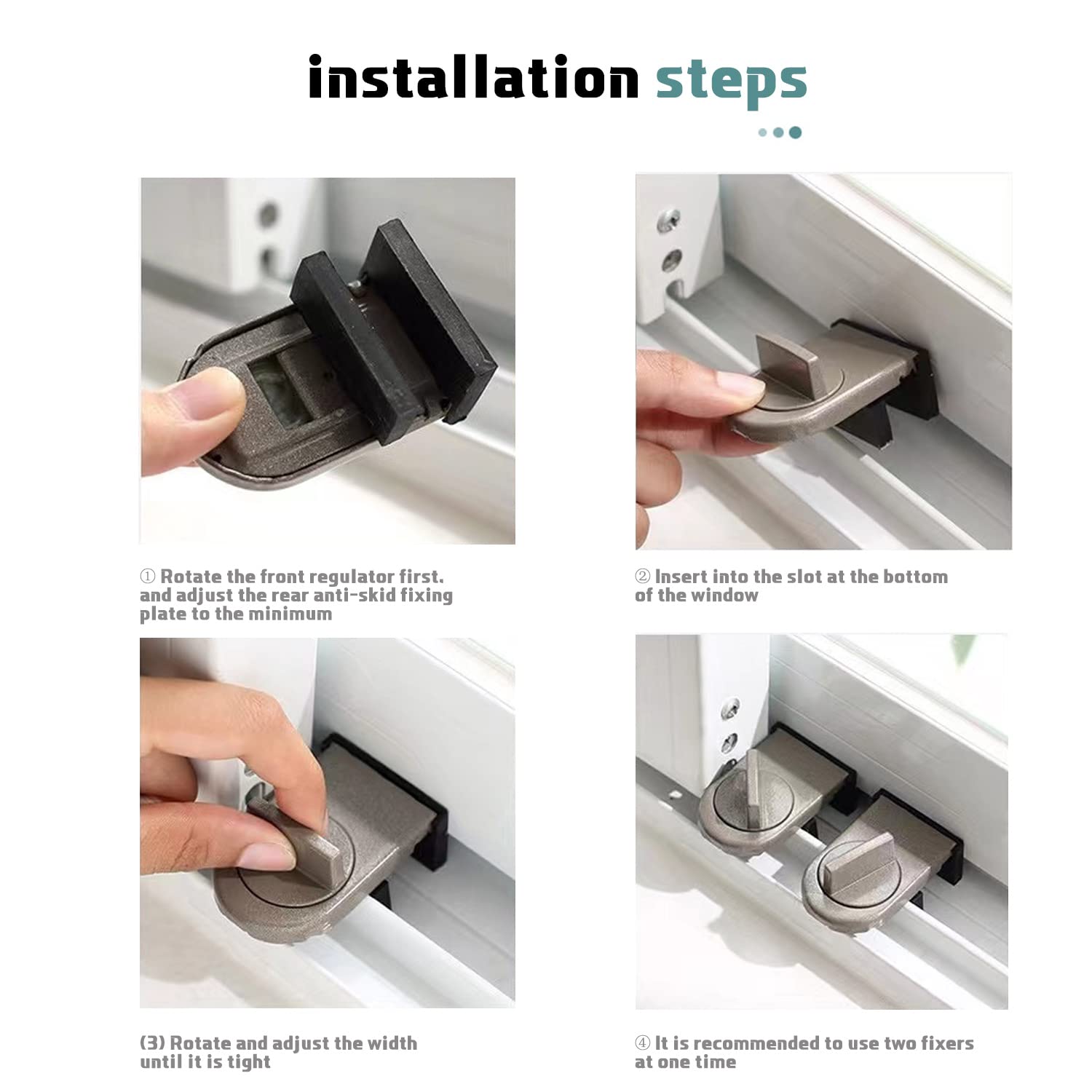 2 Pcs Sliding Door Child Lock, Safety Lock, Child/Baby Safety Slide Window Locks,Slide Window Locks for Vertical & Horizontal Sliding Windows Doors Lock,Adjustable Sliding Door Window Locks & Latches
