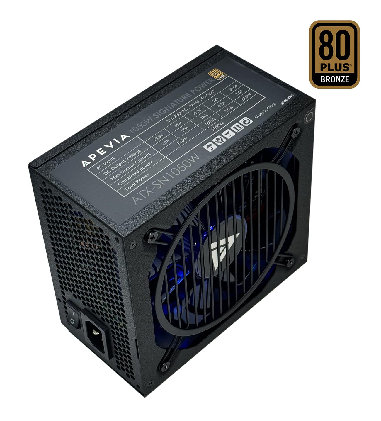 Apevia ATX-SN1050W Signature 1050W 80+ Bronze Certified Active PFC ATX Modular Gaming Power Supply