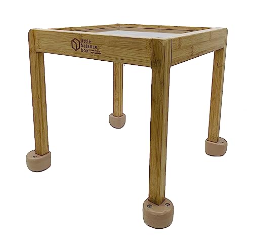 Little Balance Box Push Pull Walker Toy, 2-in-1 No Wheels Spring Feet, Wooden Walker, Girl Boy Toddler Walker with Toddler, Child Activity Table, Tall Beige + Booties