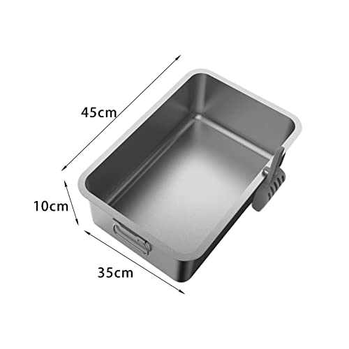 Colcolo Kitten Cat Litter Box Stainless Steel Rounded Edges with High Sides Semi Enclosed, 45x35x10cm