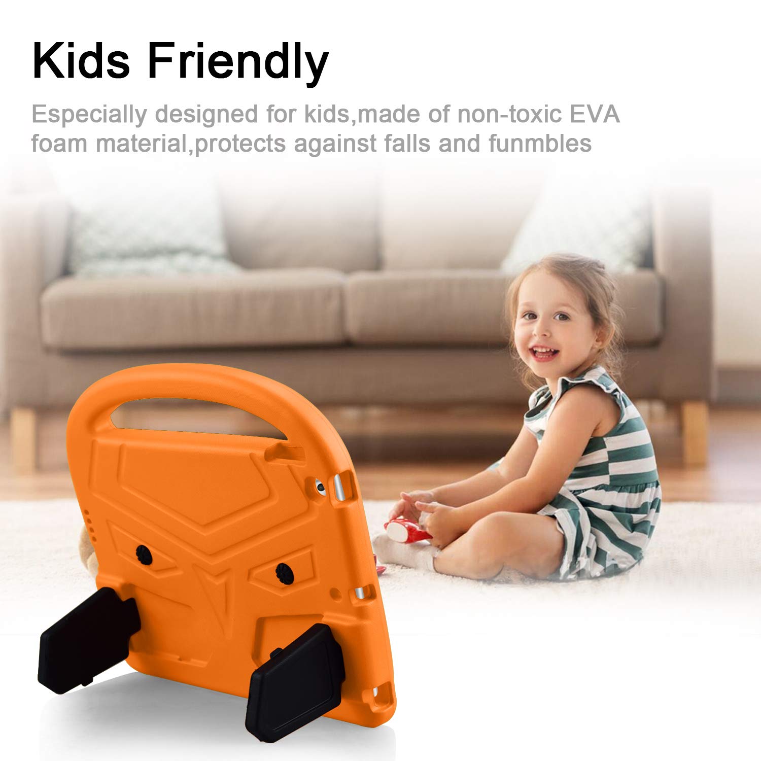 iPad 9th Generation Case for Kids, iPad 9th/8th/7th Generation Case 10.2 inch (2021/2020/2019),UUcovers Shockproof Handle Stand Lightweight Kids Boys Case for iPad 10.2 Inch 9th/8th/7th Gen, Orange