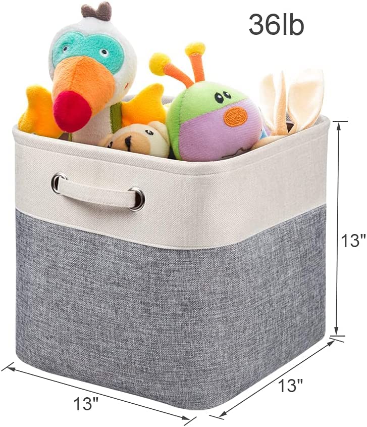 Kntiwiwo Large Storage Cubes 13β x 13β x 13β Foldable Storage Bin Closet Organizers and Storage Basket w/Handles for Organizing Shelf Nursery Home Closet - Set of 3