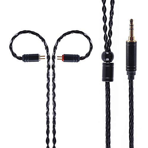 H HIFIHEAR Upgraded Replacement Earphones Cable 8 Cores Silver Plated Copper Cable with 2PIN 0.78mm IEM Cable for UM3X ES4 ZST ZSN ZSR C10 AS10 ZS10 C12 C16 V80 V90 Blon-03 (2PIN 3.5mm)